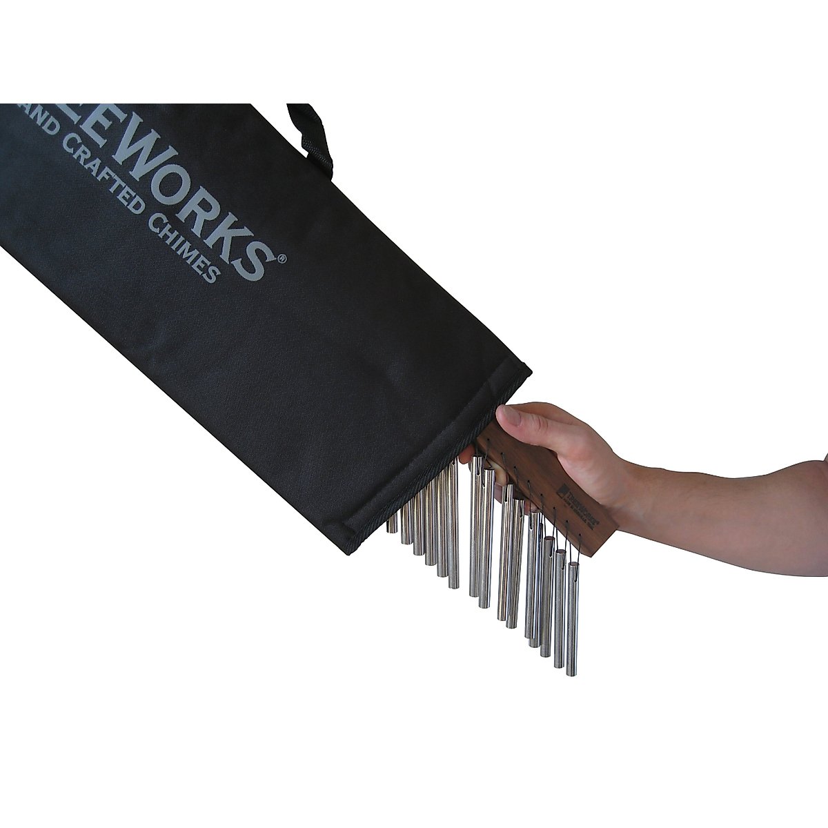 TreeWorks Chimes Complete Chime Set with Mounting Bracket and Bag — MADE IN U.S.A. — Large Single Row, Tennessee Hardwood (TRE35KIT)