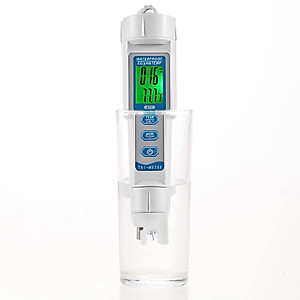 BUZHI pH & EC & Temp Meter, New Professional 3 in 1 Multi-Parameter Water Quality Tester Monitor Portable Pen Type pH & EC & Temp Meter Acidometer Water Quality Analysis Device