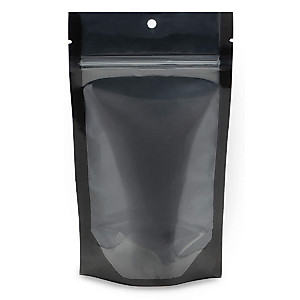 Clear/Black Stand Up Pouch 5"x8.5"x3" , Pack of 100