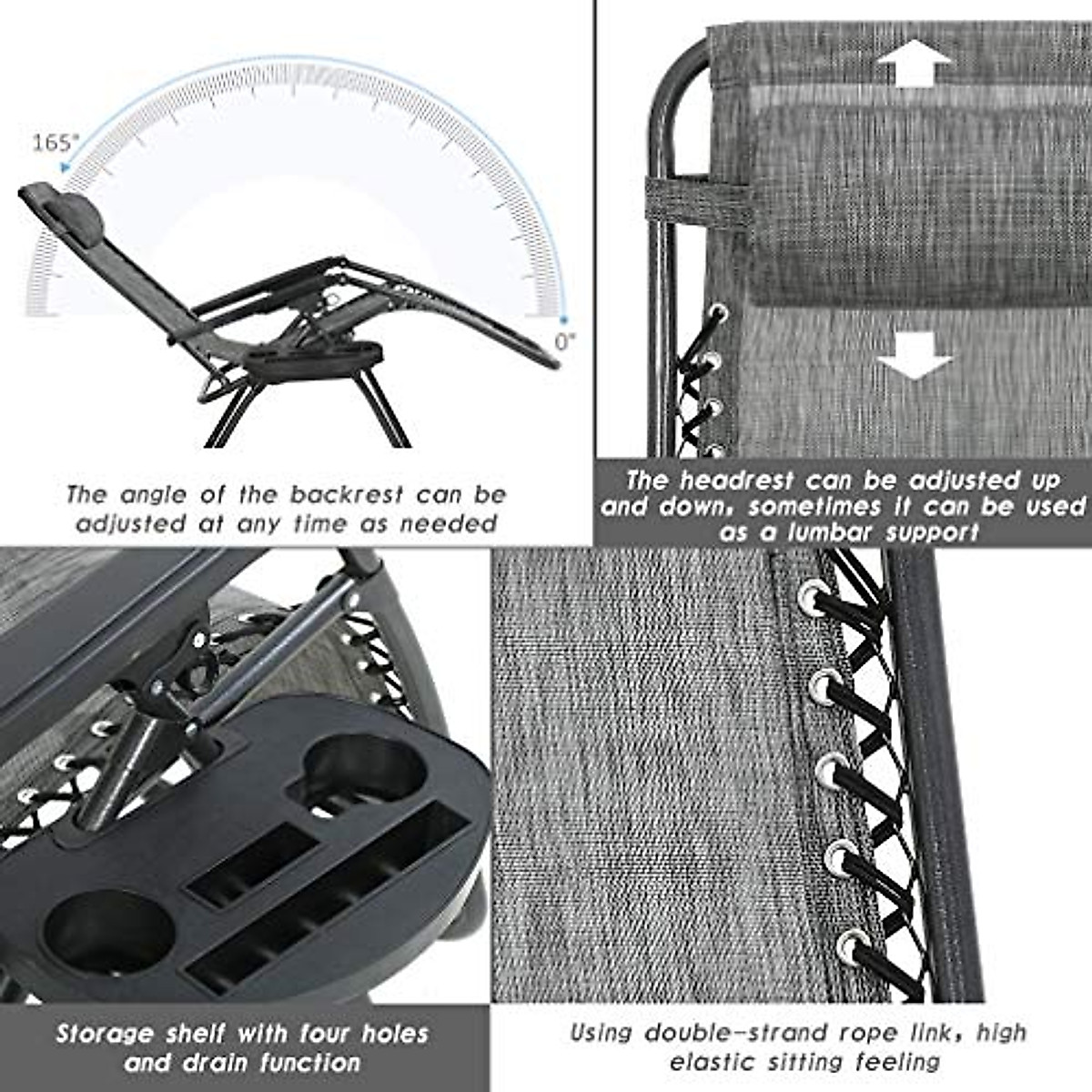 FDW Zero Gravity Chair Lounge Chair Set of 2 Lawn Chair Outdoor Chair Deck Chairs Camping Chairs Folding Patio Chair Beach Chairs Anti Recliner Pool Chair with Pillow and Cup Holder