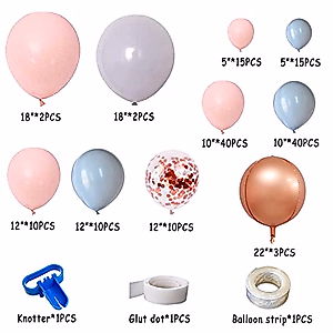 sherpaa Pastel Pink Gray Balloon Garland Arch Kit – 147 Pack Rose Gold Confetti Balloons ,4D Foil Balloons for Princess Wedding Birdal Baby Shower Birthday Evening Decorations