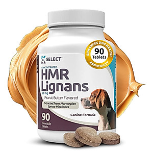 K9 Select HMR Lignans for Dogs - Enhancer for Overall Wellness, Immune Support for Dogs - Norway Spruce Extract Holistic Dog Health - Digestion, & Coat Care - Peanut Butter, 20mg, 90 Tablets
