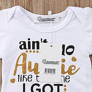 Gaono Newborn Baby Auntie Letter Print Short Sleeve Romper Infant Summer Clothing (Ain't no Auntie Like The one i got, 0-3 Months)