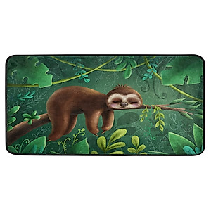 JUMBEAR Sloth Kitchen Rug Non Slip Kitchen Floor Mat Cushioned Comfort Standing Mat 39 x 20 Inch