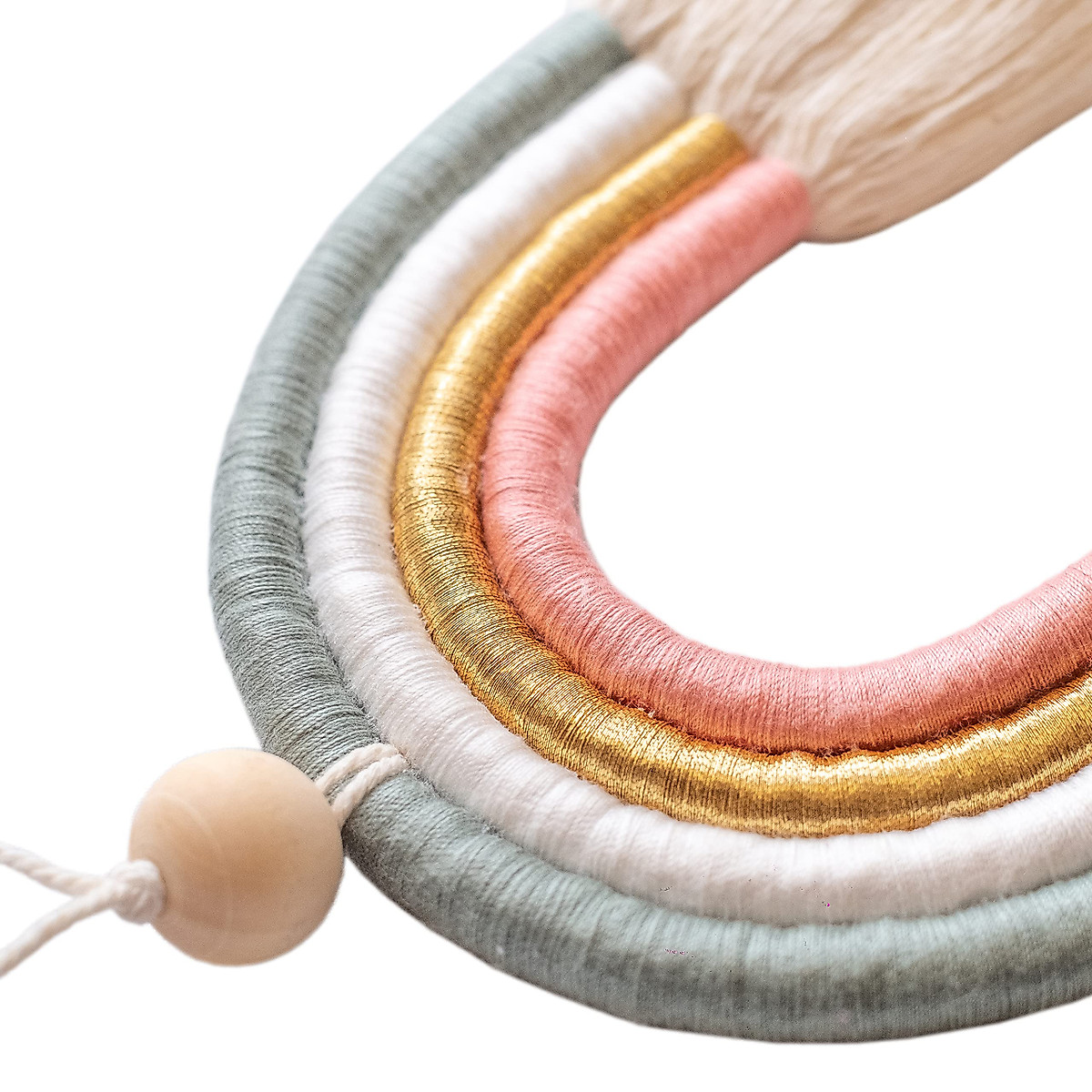 Mila Millie Macrame Wall Hanging | Handmade Woven Tassel Ornament for Home or Nursery Baby Kids Room Decor | Boho Nordic Scandinavian Style (Pink Gold Teal)