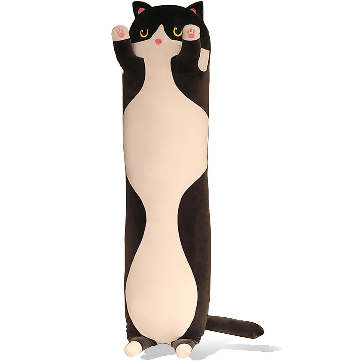 Werdast Black Cat Long Plush Pillow Kitty Stuffed Animals Soft Sleeping Throw Pillow Doll Toy Gift(Black,18inches)