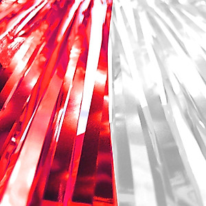 Red White Party Tinsel Foil Fringe Curtains - Circus Welcome Carnival Under the Top Birthday Baby Shower Graduation Party Backdrops Wedding Valentines Day Party Decor Photo Booth Backdrops Decorations