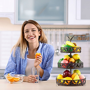 Ouseen 3 Tier Fruit Basket for Kitchen, Fruit Bowl Holder, Detachable Fruit Storage Baskets Stand for Counters Kitchen Countertop Dining Table