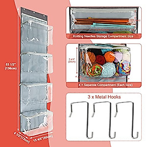 Coopay Yarn Storage Hanging Knitting Bag with 3 Hooks, Large Yarn Bag Organizer Dustproof Knitting Storage Organizer with 5 Separate Shelf, Closet Organizers and Storage for Knitting Crochet Supplies