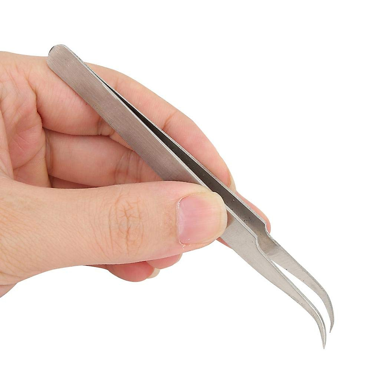 HEEPDD Tweezers, 4PCS Serger Tweezers with Serrated Tips Serrated Bent Tweezers Tips Stainless Steel Straight Tweezer Tip Curved Anti Static Tweezers Sewing Machine Accessory