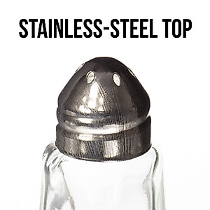 12 Pack of Tower Spice Shakers - 1 Oz Refillable Glass Dispenser & Stainless Steel Chrome Top Lid for Spices, Salt, Pepper & Seasonings for Gourmet Food, Restaurant Dining & Home Kitchen Supplies