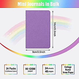 EOOUT 24pcs Mini Notebooks, Small Pocket Notebooks, Journals for Kids, Lined Notepad, 3.5"x5.5", 12 Colors for Students, Traveler, School Supplies