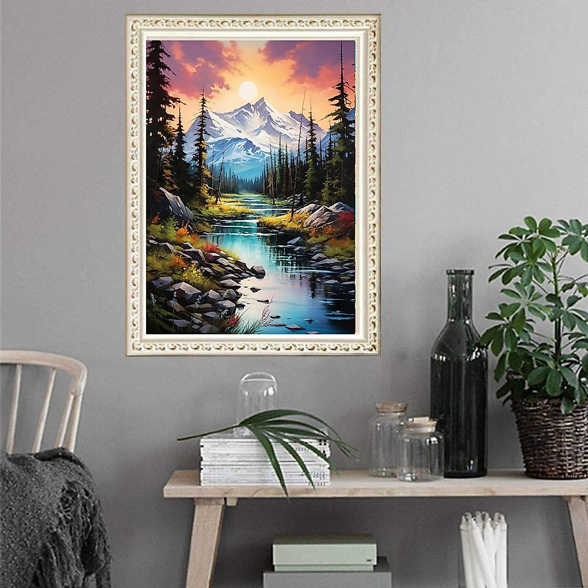 KEUASDV Diamond Painting Kits for Adults, Mountain 5D DIY Diamond Art Kits Full Drill Diamond Dots for Gift Wall Decor and Relaxation Gem Arts 12x16 inch