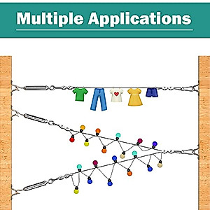 Fil-fresh String Light Hanging Kit, 200ft Stainless Steel Cable, Guide Wire for Outdoor String Lights, Patio Lights, Enough Hooks and Screws, Easy to Install