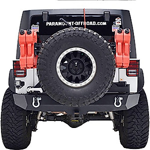 Paramount Automotive Restyling 51-0315 Black Rear Heavy Duty Rock Crawler Bumper with Tire Carrier (Jeep Wrangler JK)