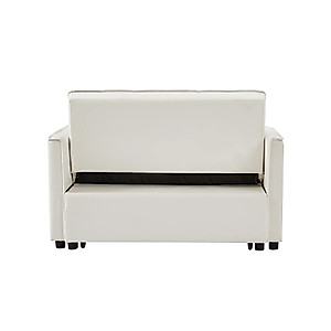 FANYE Modern Convertible Loveseat Sofa W/Pull Out Sleeper Couch Bed, 2 Seater Sofa & Couch W/Adjustable Backrest,Twin Size Velvet Tufted Daybed for Home Apartment Office Living Room