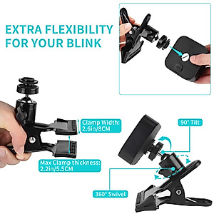ALERTCAM 2Pack Clip Clamp Mount for Blink Outdoor 4 (4th Gen) / (3rd Gen), Blink XT / XT2, Blink Mini/Mini 2, Metal Clip Holder to Attach Your Camera Anywhere with No Tools