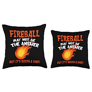 CharlIan Minds - Funny Fireball Saying Fireball May Not Be an Answer Funny Saying Throw Pillow, 18x18, Multicolor