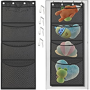 Stuffed Animal Storage, Over The Door Organizer Storage for Filling Stuff Toys, Stuffed Animals Holder with 5 Pockets, Foldable Hanging Storage Holder Storage Bag with 4 Compartments
