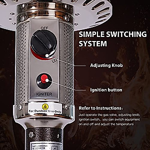 Outdoor Patio Heater,Portable Heater,88 Inches Tall Premium Standing Patio/Garden Heater,With Auto Shut Off And Simple Ignition System,Wheels And Base Reservoir-Bronze Finish