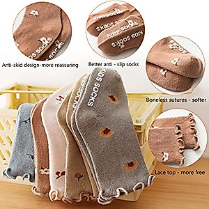 Libsofter Baby Girl Socks Toddler Frilly Ruffle Socks Infant Newborn Neutral Socks Non Skid Anti Slip with Grips