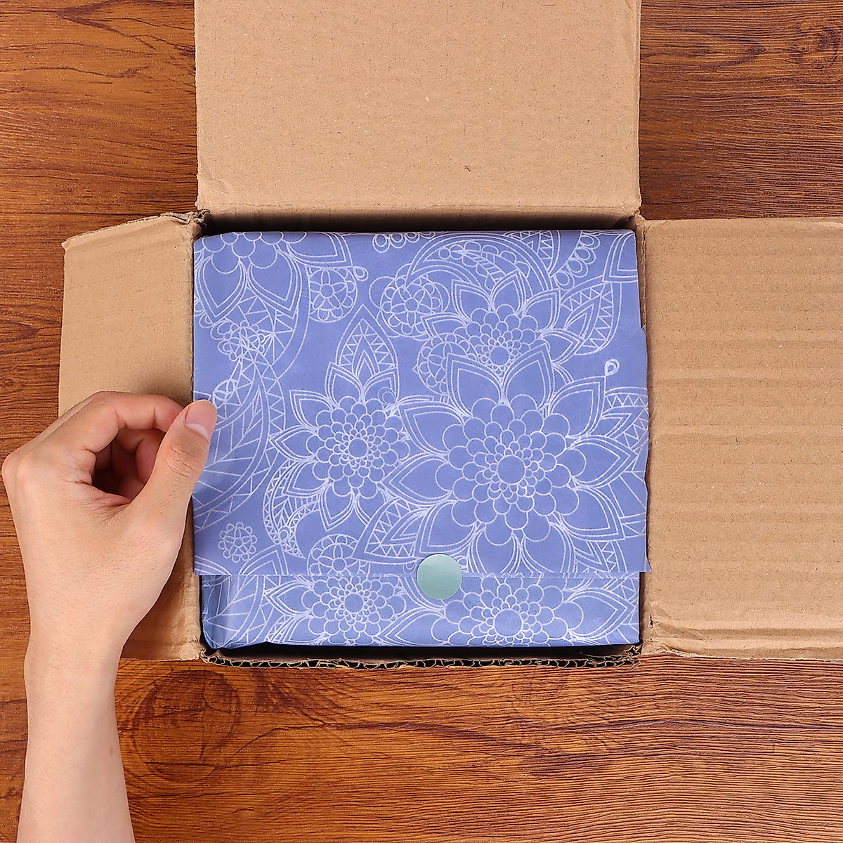 Kavoc 60 Sheets Paisley Blue Red Gift Tissue Paper,14" x 20" Brown Boho Wrapping Art Tissue Paper for Western Cowboy Theme Party Decoration (Blue)