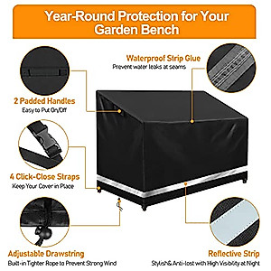 Outdoor Bench Cover Waterproof, 52.7" L x 26" W x 35" H 2 Seater Patio Garden Bench Cover, 600D Heavy Duty Oxford Fabric Patio Loveseat Sofa Cover, Fade/Snow/Wind/Dust Resistant