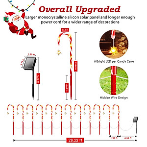 24 Pack Christmas Decorations Outside, Set of 12 KOOPER 19” Solar Candy Cane Christmas Decorations Outdoor Yard with 8 Modes and 144 Bright LED, Waterproof Christmas Candy Cane Lights Outdoor Pathway