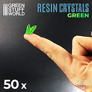 Green Stuff World GSWD-2529 Clear Resin Crystals, Green, Medium Size, 50 Pieces, Diorama Material