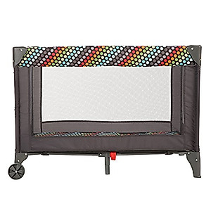 Cosco Funsport Compact Portable Playard, Lightweight, Easy Set up, Foldable Baby Playpen with Carry Bag, Rainbow Dots