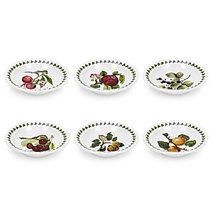 Portmeirion Pomona Collection | Set of 6 | Ceramic Dinnerware Dish Set | Microwave and Dishwasher Safe | Assorted Fruit Motifs | Made in England (Oatmeal/Soup Bowl)