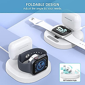 for Apple Watch Charger - 2 in 1 Wireless Watch Charger Portable Charging Stand with Charging Cable Compatible with iWatch Series 8/7/6/5/4/3/2/SE - Charging Dock Station for AirPods 1/2/3/Pro