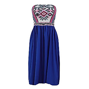Zyyfly Plus Size Tube Dresses for Women Bandeau Dress for Women Summer Beach Casual Boho Tube Top Dress XXL