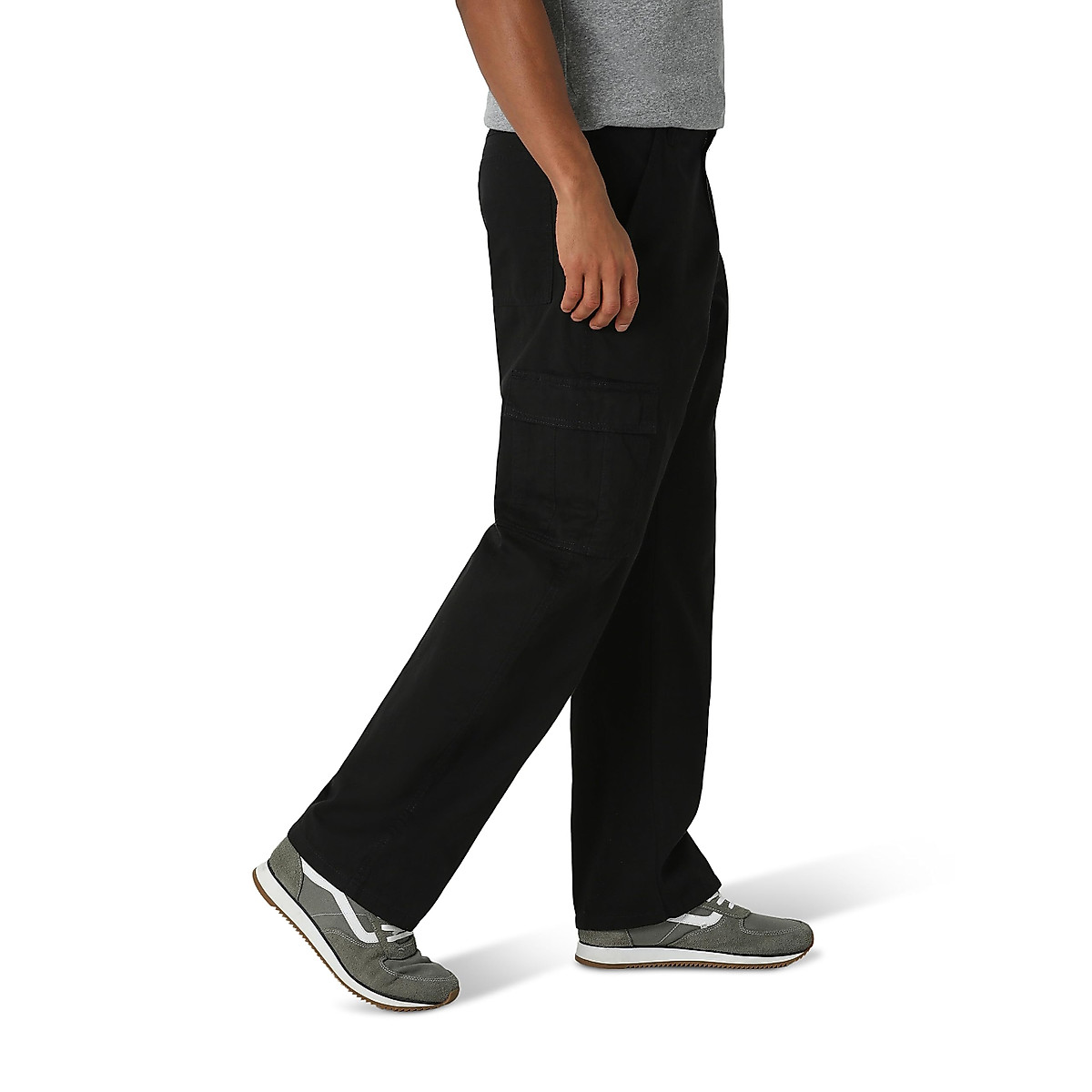 Wrangler Authentics Men's Big & Tall Relaxed Fit Cargo Pant (Logan), Black Twill, 46W x 30L