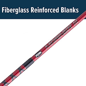 PENN Mariner III Boat Spinning Fishing Rod, Black/Red, 6'6" - Medium - 1pc - 30-50lb