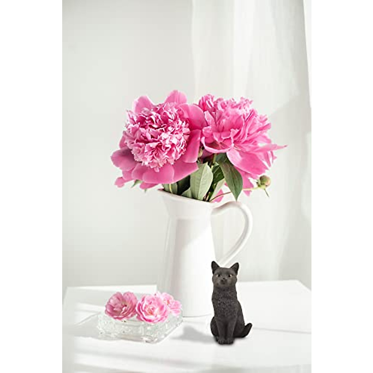 JFSM INC. 3" Black Cat Sitting Hand Painted Figurine - Cat Lover Gifts, Home Decor