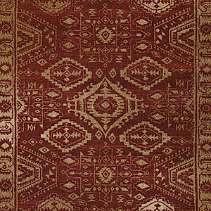 Maples Rugs Georgina Traditional Kitchen Rugs Non Skid Accent Area Carpet [Made in USA], 2'6 x 3'10, Red/Gold