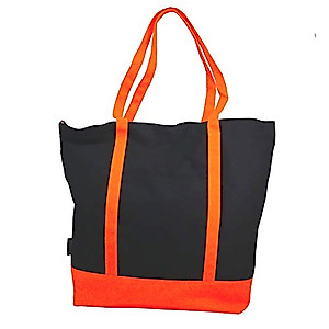 Ezprogear Canvas Cotton Tote Bag 20 Inch W x 17 Inch H x 6 Inch D (1x Black/Dark-Orange)