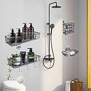 BCJDS Shower Caddy Organizer Shelf With Toothbrush, Soap Holder And 4 Hooks, Rustproof Stainless Steel Hanging Storage Rack 4 Pack For Bathroom Shower Organizer,Kitchen Storage.