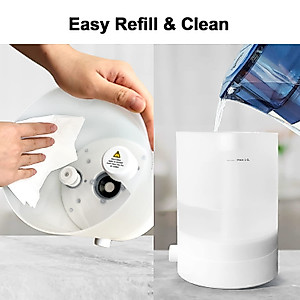 Roto Top Fill Humidifiers for Bedroom, Cool Mist Ultrasonic Quiet Humidifier with Essential Oil Diffuser, Last Up to 22 Hours, Auto Off, Adjustable Output Mist & 360° Rotation Nozzle - 2.5L