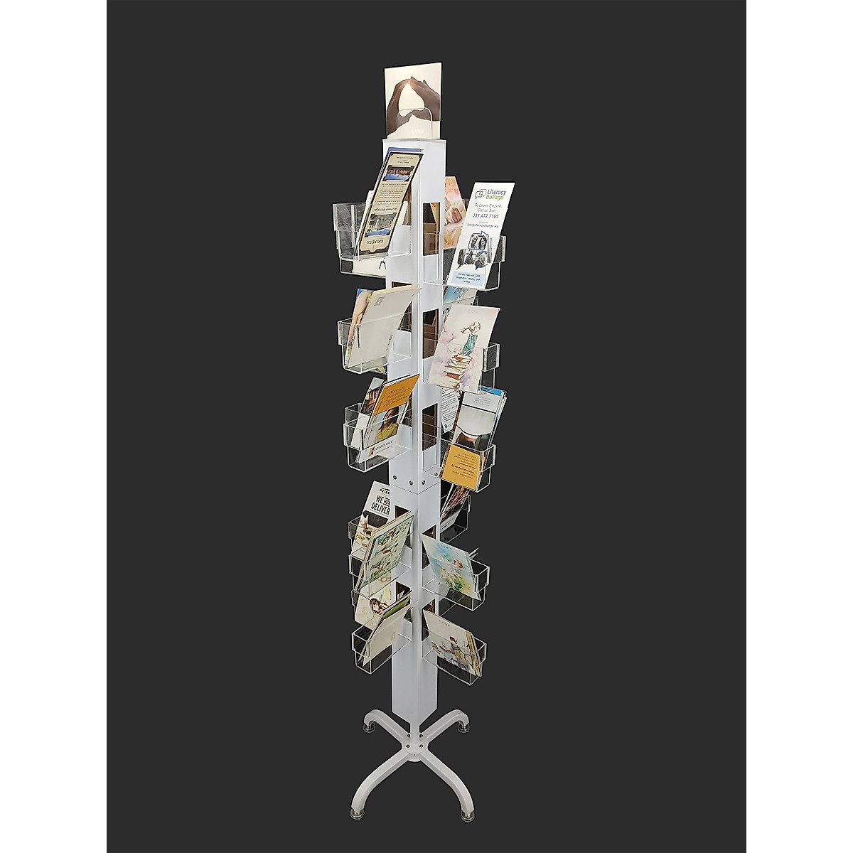 FixtureDisplays® Greeting Card Rack Clear Plexiglass Spinner Retail Spin Rack DVD CD Book Stand 6.25“ Wide Pocket 8.5" High 20 POCKETS 10024-NF