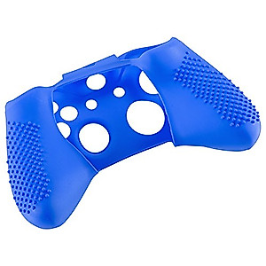 eXtremeRate Soft Anti-Slip Dark Blue Silicone Controller Cover Skins Thumb Grips Caps Protective Case for Xbox One X S Controller - Blue