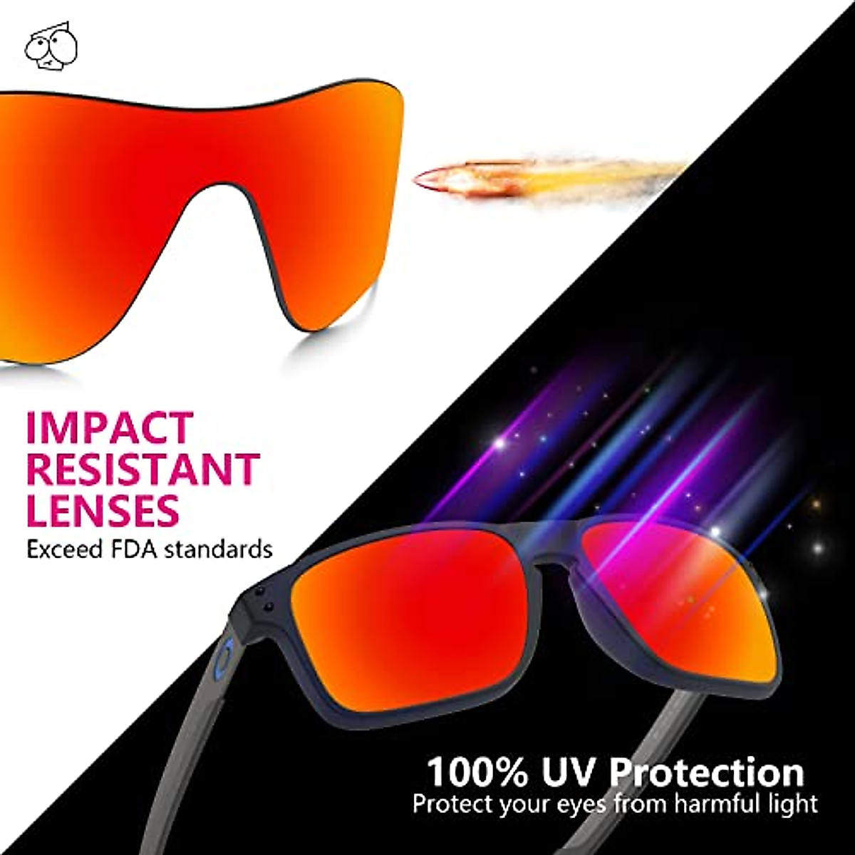 EZReplace Lenses Replacement for Oakley Scalpel OO9095 Sunglasses (Polarized Lenses) - Fits Oakley Scalpel Frame (Ice Blue+Fire Red)