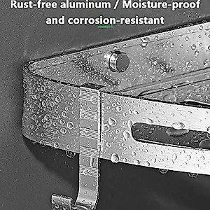 Shower Organizer Shower Shelves Adhesive Shower Caddy, No Drilling Shampoo Holder Storage Rack With Hooks Rustproof Bathroom Shower Shelf, Black