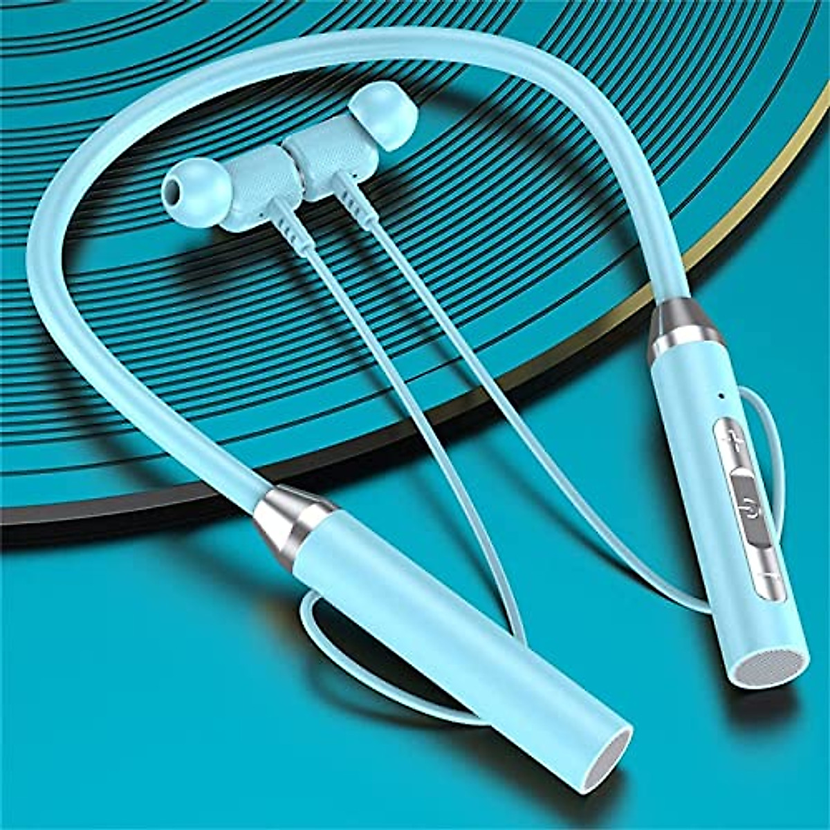 HWZQDJ Neck Hanging Bluetooth Headphones, Wireless Sports Bluetooth 5.0 Noise Cancelling Earbuds with Mic for Fitness Running, in-Ear Headset