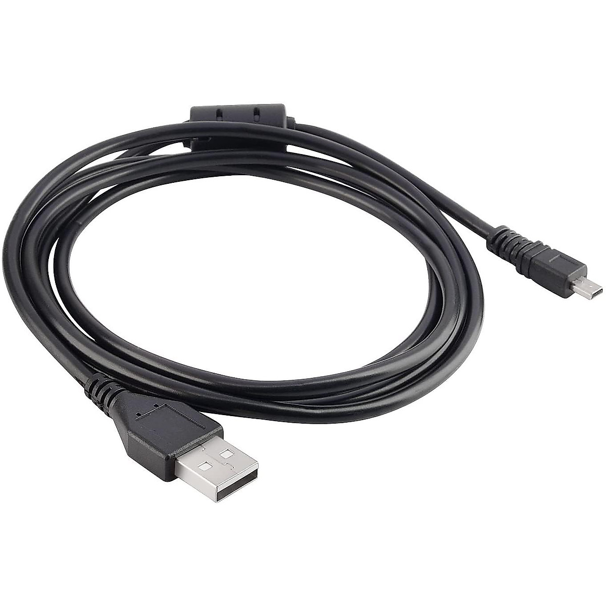 Black USB 2.0 A to 8-Pin Mini B Cable w/ Ferrite - 1.5M / 59 Inches for Nikon CoolPix P90