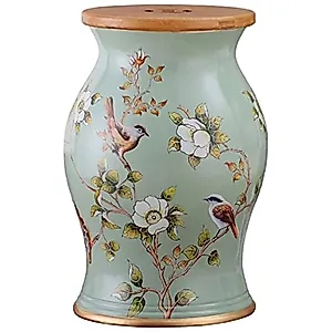 Decorative Ceramic Garden Stool, Glazed Flower and Bird Side Changing Stool, Suitable for Living Room, Balcony, Garden, Etc. (Color : A)