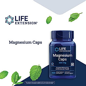 Life Extension Magnesium Caps 500 mg – Essential Mineral Blend For Cardiovascular & Whole-Body Health – Gluten-Free, Non-GMO, Vegetarian -100 Vegetarian Capsules