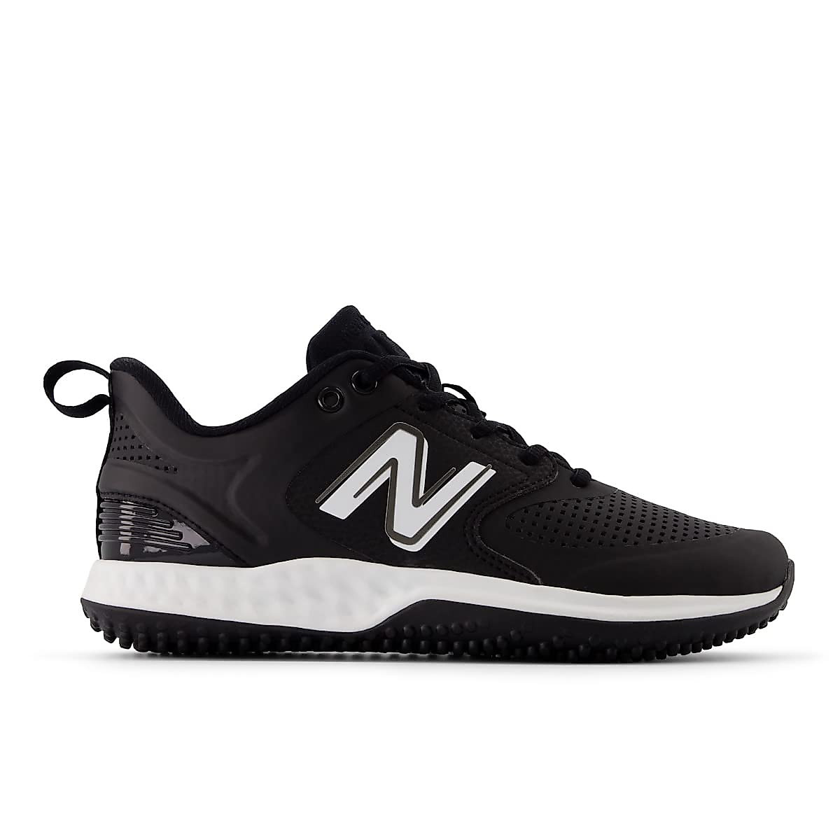 New Balance Women's Fresh Foam Velo V3 Turf-Trainer Softball Shoe, Black/White Synthetic, 8 Wide