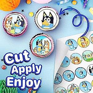 30x blue dog Cupcake Toppers – Edible Happy Birthday Décor, Wafer Sheet Cake Decorating